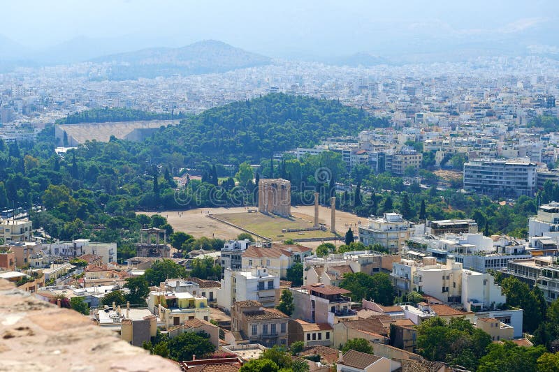 Athens view from height. stock photo. Image of attractions - 81313342
