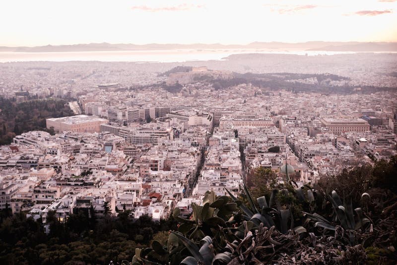 Athens View from the Mountain Stock Photo - Image of architecture ...
