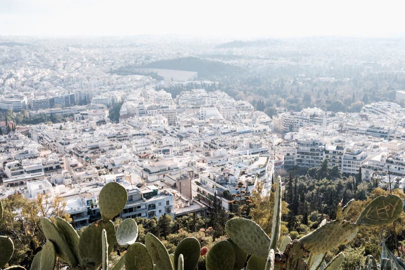 Athens View from the Mountain Stock Photo - Image of city, architecture ...