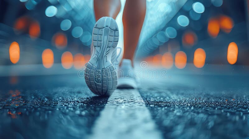 Athlete in Action: Runner at the Start of a Treadmill Run, Captured in ...