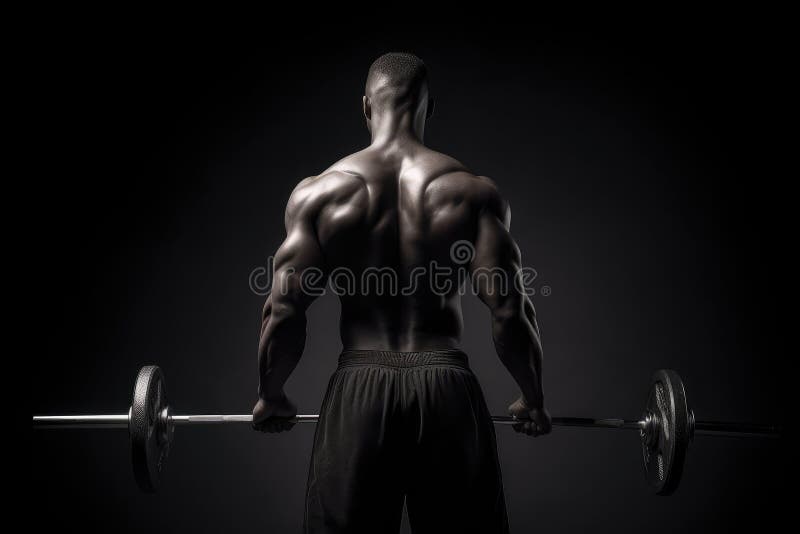Athlete with a Barbell Back View Stock Illustration - Illustration of ...