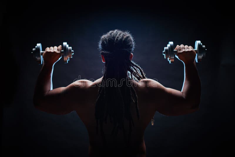 Athlete with barbells stock photo. Image of back, bodybuilding - 62783074