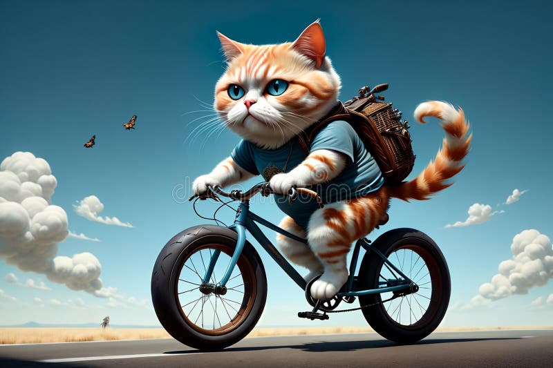 Athlete Cat Rides a Bicycle. Stock Photo - Image of flexibility, speed ...