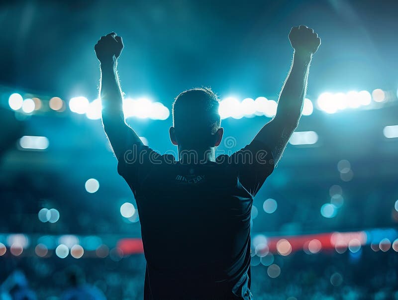 Athlete Celebrating a Victory Hands in the Air Stock Illustration ...