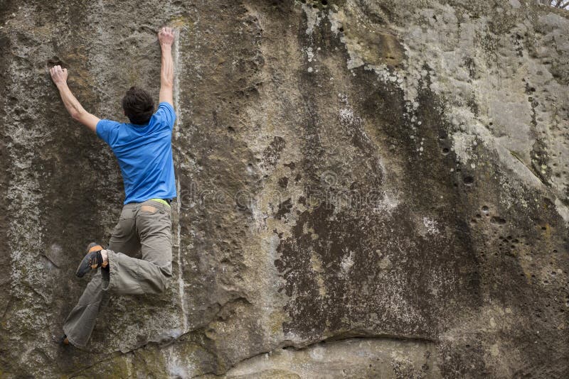 Athlete Climbs on Rock with Rope. Stock Image - Image of dangle, climbs ...