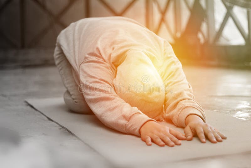 Athlete Doing Back Muscle Stretching on Floor, Finishing Her Workout ...