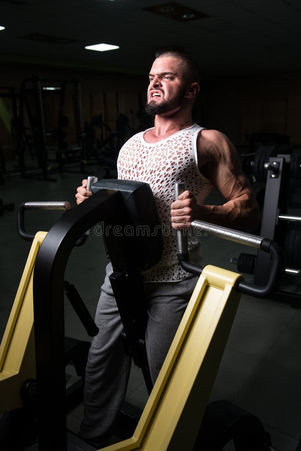 Athlete Doing Heavy Weight Exercise for Back Stock Image - Image of ...