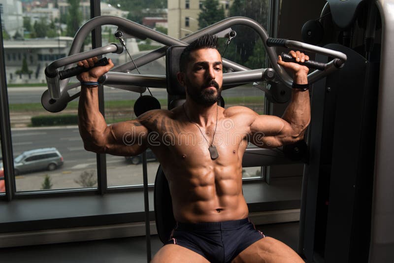 Athlete Doing Heavy Weight Exercise for Back Stock Image - Image of ...