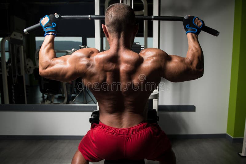 Athlete Doing Heavy Weight Exercise for Back Stock Photo - Image of ...