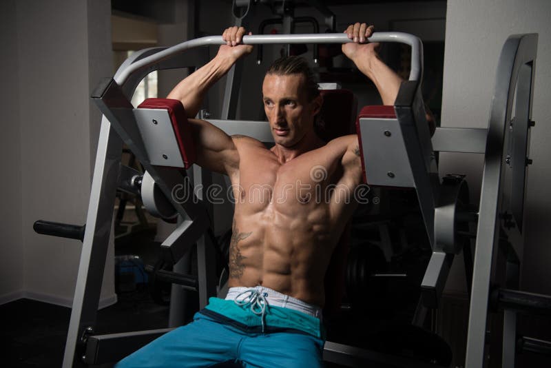 Athlete Doing Heavy Weight Exercise for Back Stock Image - Image of ...