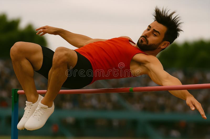 Man doing a high jump stock illustration. Illustration of jump - 389700295