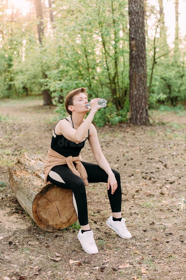Running in forest stock photo. Image of young, flexibility - 223783698