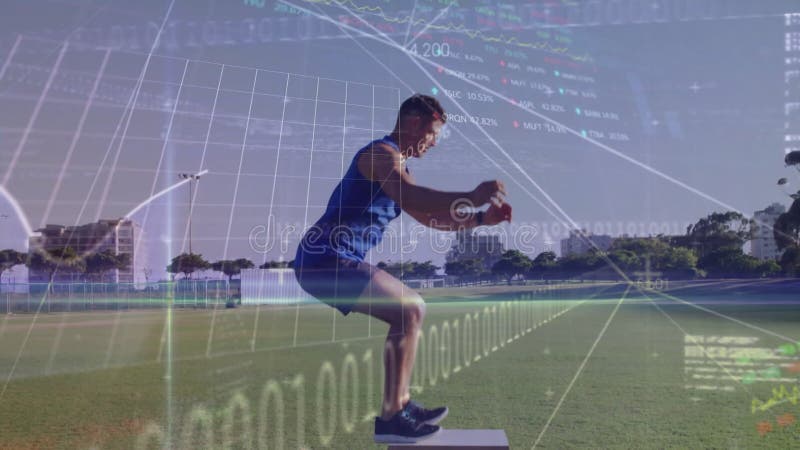 Athlete Exercising on Field with Data and Binary Code Overlay Animation Stock Footage - Video of ...