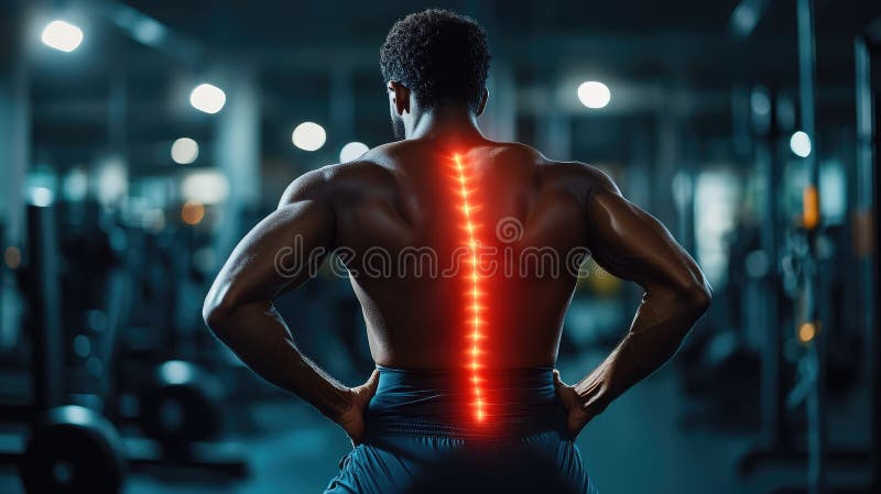 Athlete Experiencing Lower Back Pain during Gym Workout Stock Photo ...