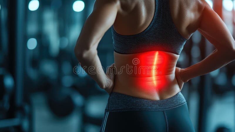 Athlete Experiencing Lower Back Pain during Gym Workout Stock Photo ...