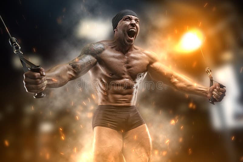 Angry Athlete Trains in the Gym Stock Photo - Image of combustion ...
