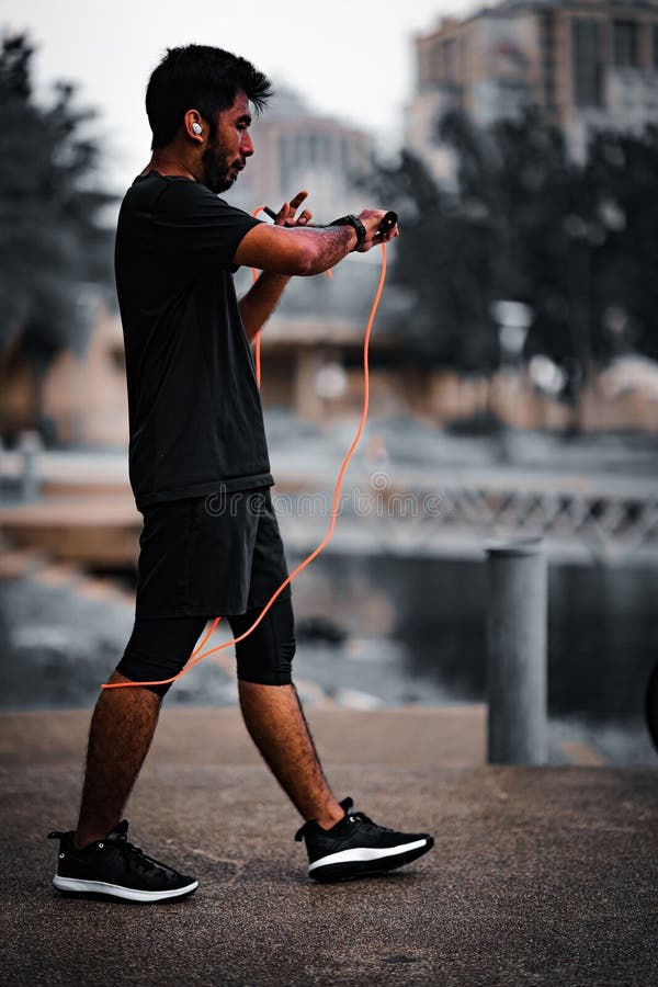 Athlete Jump Roping in Park Stock Photo - Image of athletic, nature ...