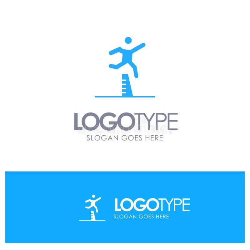 Athlete, Jumping, Runner, Running, Steeplechase Blue Solid Logo with ...