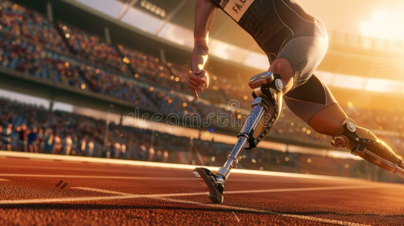 An Athlete without Legs Running at the Stadium of the Paralympic Games ...