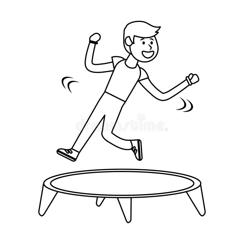 Athlete Jumping in Trampoline in Black and White Stock Vector ... Athlete Jumping in Trampoline in Black and White Stock Vector ...