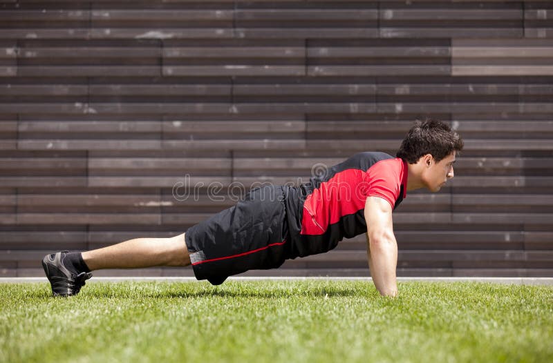Sport fitness man push-ups stock photo. Image of exercising - 31969964