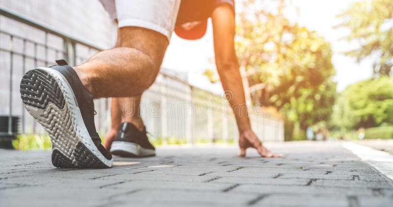 Athlete Man in Running Start Pose Stock Photo - Image of athlete, male ...