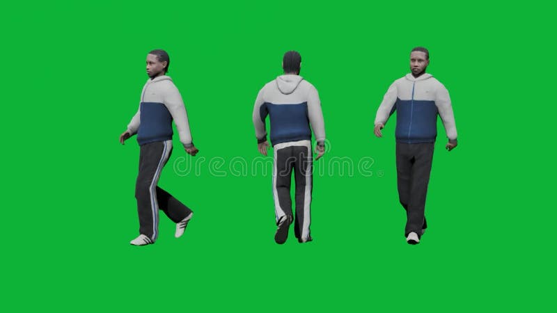 Athlete Man Sportswear Walking from Front View Back and Side View ...