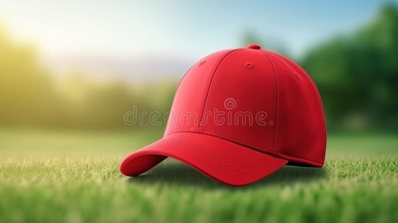 Athlete Modern Baseball Red Cap with Realistic on a Mockup Template in ...