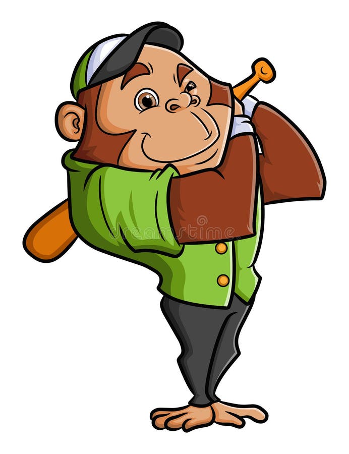 The Athlete Monkey is Playing Baseball with a Cool Pose Stock Vector ...