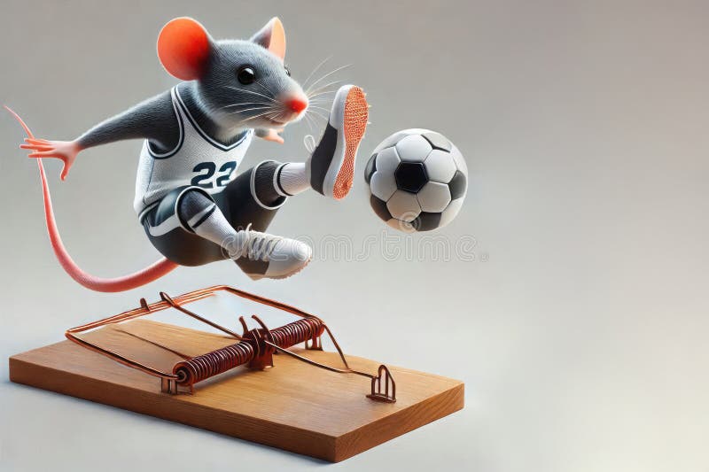 An Athlete Mouse Hitting a Ball Over a Mousetrap. Space for Text. Stock ...