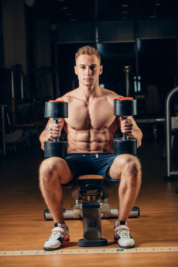 Athlete Muscular Bodybuilder Training Back with Stock Photo - Image of ...