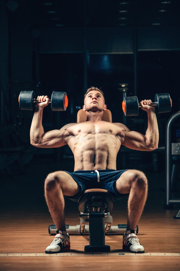 Athlete Muscular Bodybuilder Training Back with Stock Photo - Image of ...