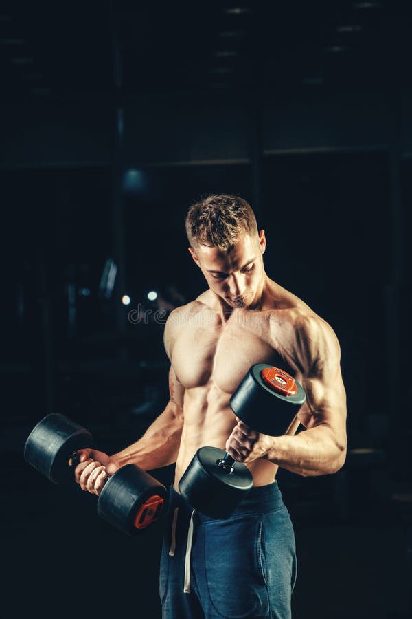 Athlete Muscular Bodybuilder Training Back with Stock Photo - Image of ...