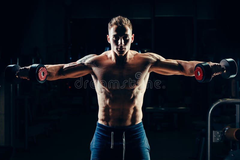 Athlete Muscular Bodybuilder Training Back with Stock Photo - Image of ...
