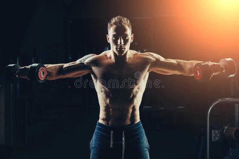 Athlete Muscular Bodybuilder Training Back with Stock Image - Image of ...