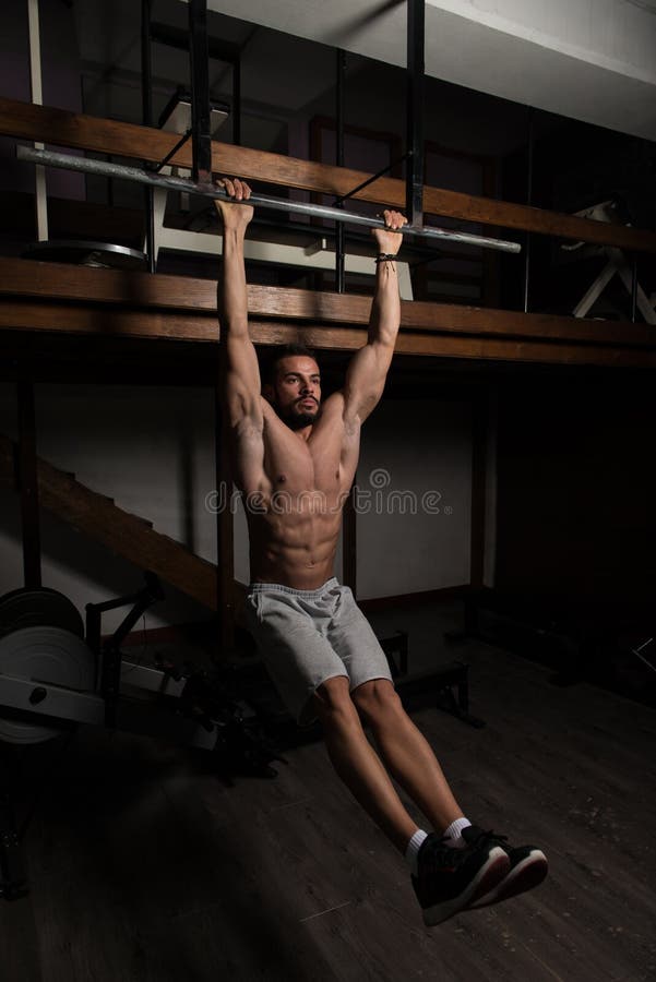 Athlete Performing Hanging Leg Raises Exercise Ab Exercises Stock Photo ...