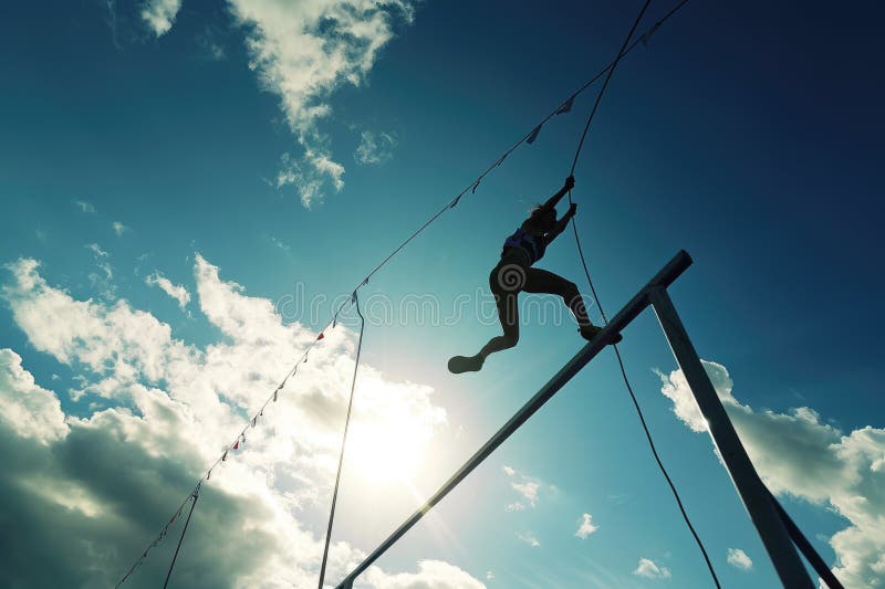 Athlete Pole Vaulting Over a High Bar, AI Generated Stock Illustration ...