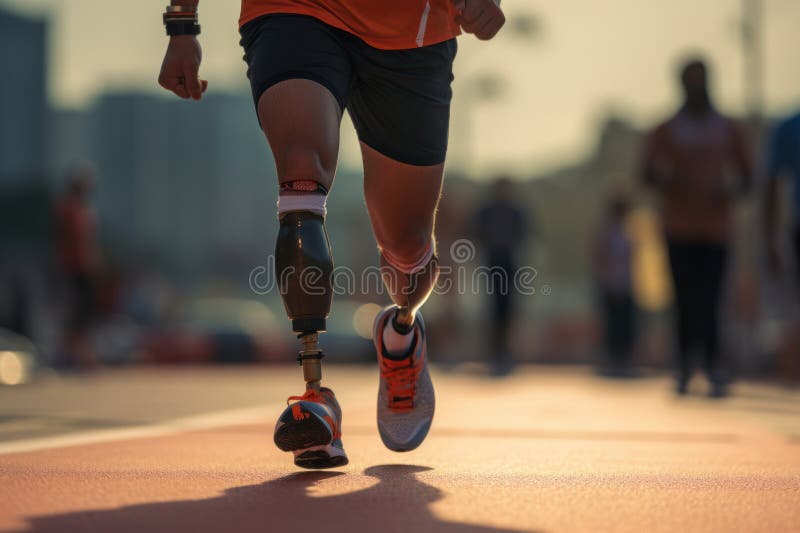 Athlete with a Prosthetic Leg Running on a Track. Stock Photo - Image ...