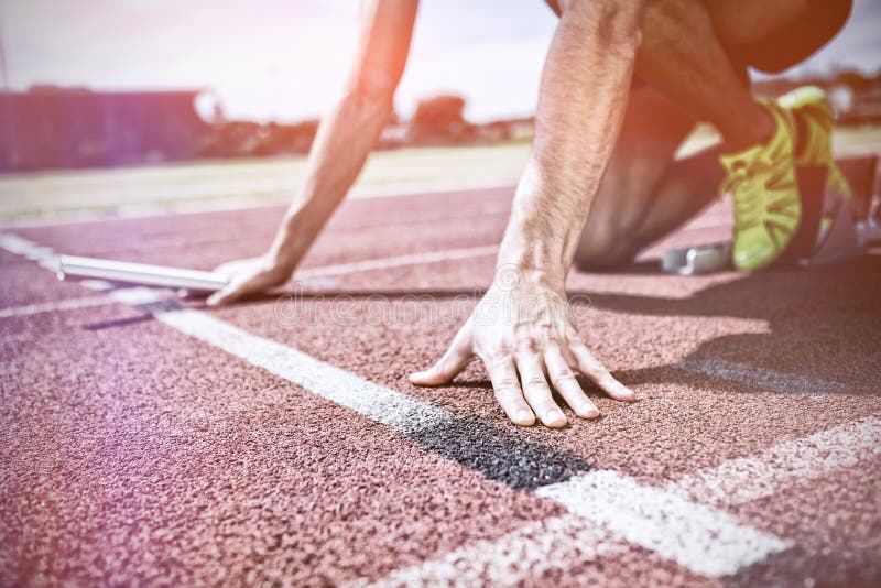 Athlete Ready To Start Relay Race Stock Photo - Image of caucasian ...