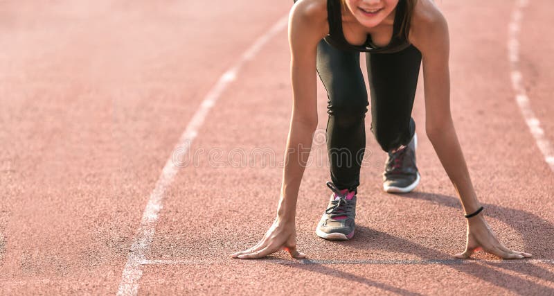 Athlete Ready To Start on the Running Track. Stock Photo - Image of ...
