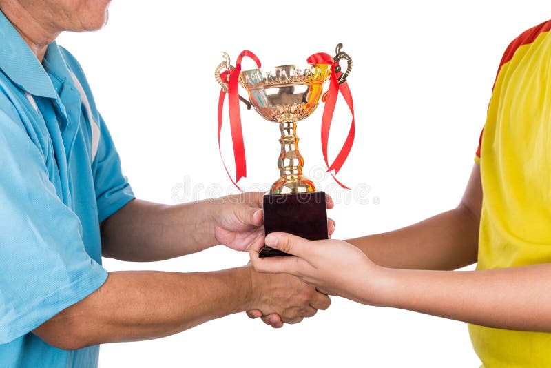 Athlete Receiving Gold Trophy Prize Presentation Ceremony Stock Photos ...