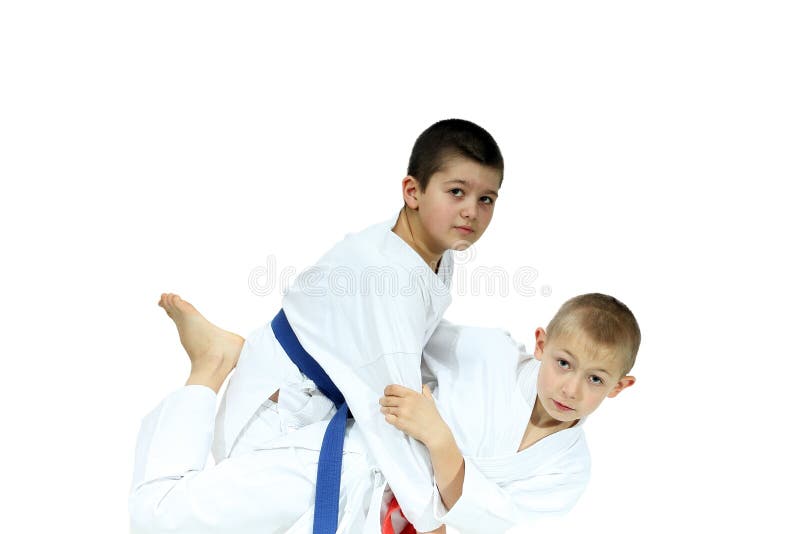 An Athlete with a Red Belt Performs Grip for Throw Stock Photo - Image ...