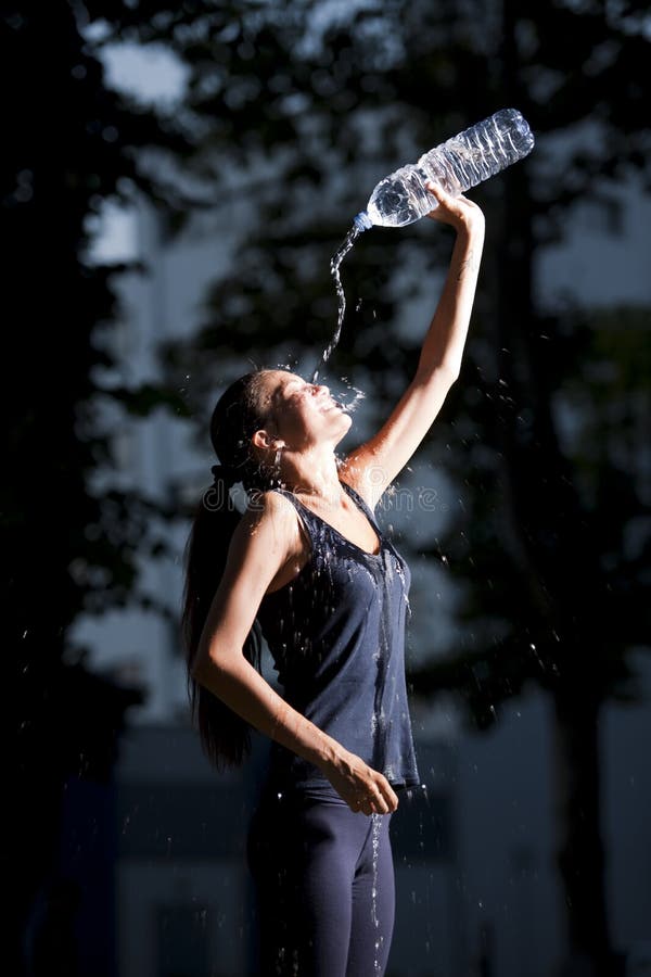 Athlete Refreshment with Water Stock Image - Image of exercising, male ...