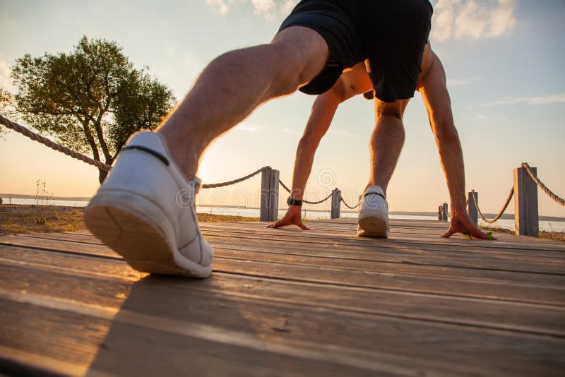 Athlete Runner Feet Running on Treadmill Closeup on Shoe. Stock Photo ...