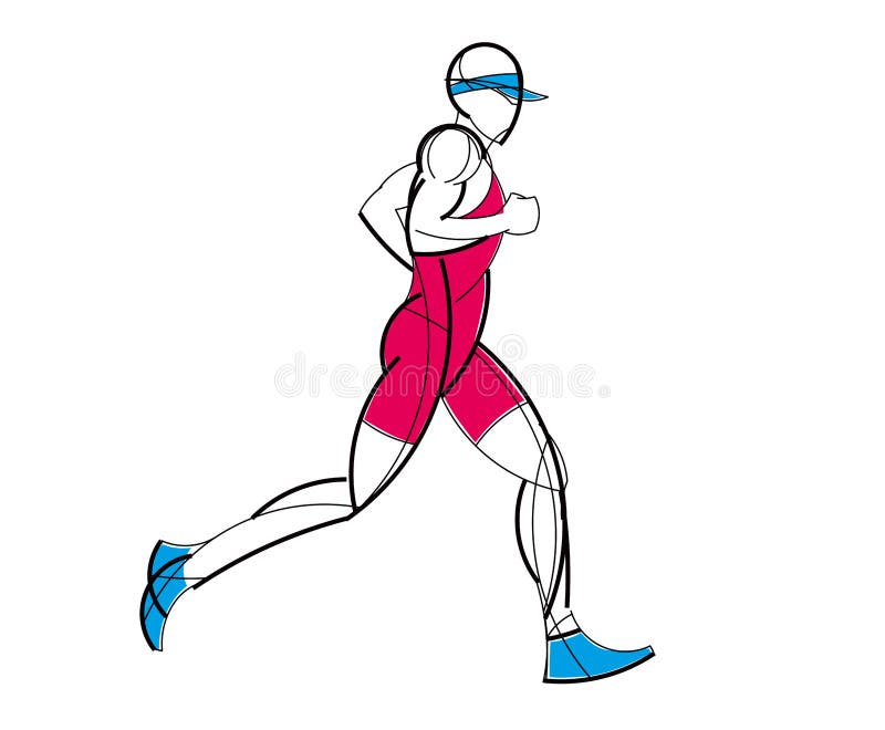 Athlete Runner. Linear Geometric Design Stock Vector - Illustration of ...