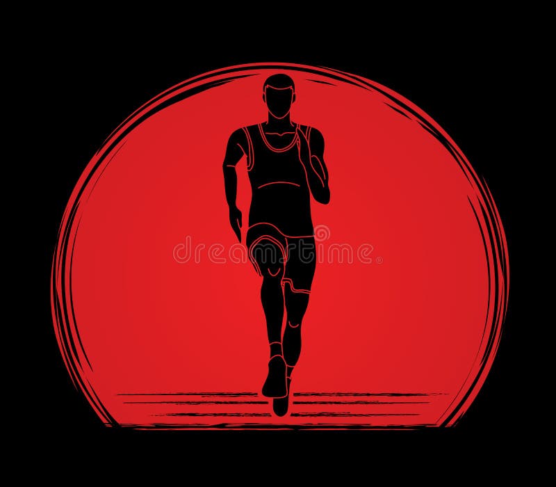 Athlete Runner, a Man Runner Running Front View Graphic Vector. Stock ...