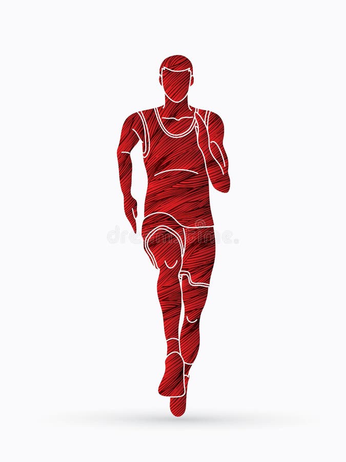 Athlete Runner, a Man Runner Running Front View Graphic Vector. Stock ...