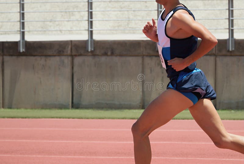 Athlete Runner Running on Athletic Track Stock Photo - Image of adult ...