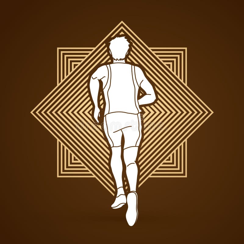 Athlete Runner, Running Back View Graphic Vector. Stock Vector ...