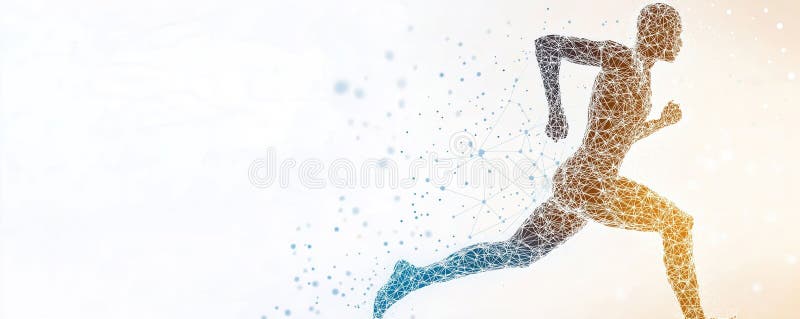 Athlete Running Dynamically. Tech Tracks Biomechanical Analysis. Real ...